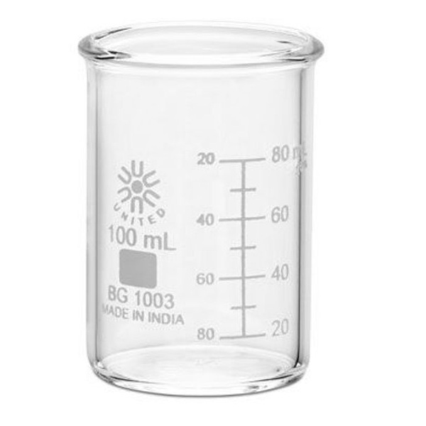 United Scientific 100 ml Beakers, Low Form, Heavy Duty BG1003-100-CASE