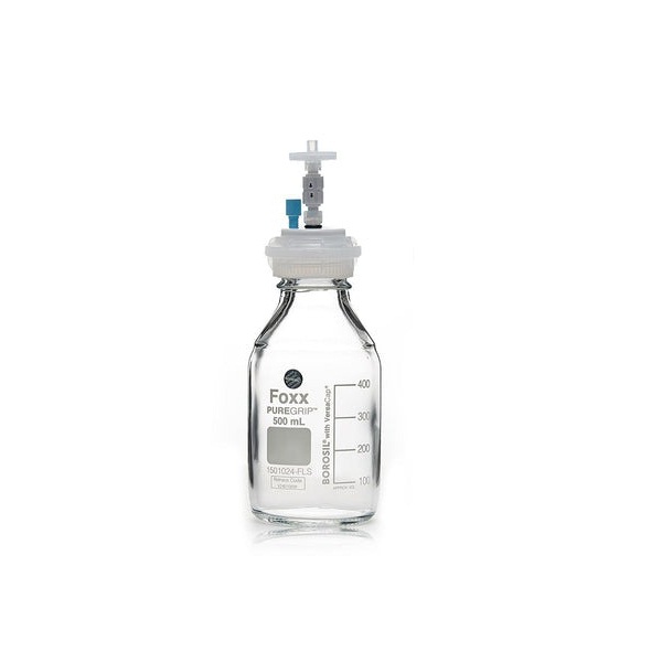Foxx Life Sciences HPLC Solvent Reservoir Bottle Assembly, GL45, 500mL Clear, Adapter 45R-4604-FLS
