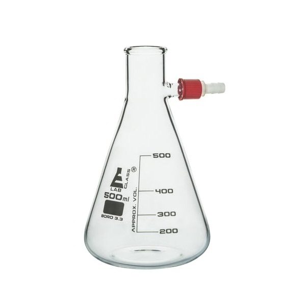 Eisco Filtering Flask, 500ml - Conical Shape, with Integral Plastic Side Arm - Eisco Labs CH0420CPST