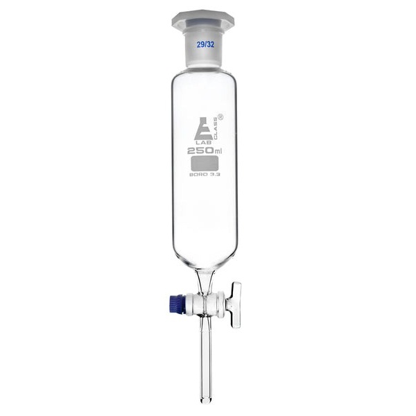 Eisco Dropping Funnel, 250ml - 29/32 Stopper - Ungraduated Glass Key Stopcock - Eisco Labs CH0472C