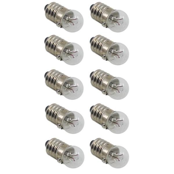 Eisco 10PK Flash Lamp Bulbs, Round - 4.5V with M.E.S. Cap PH1014C