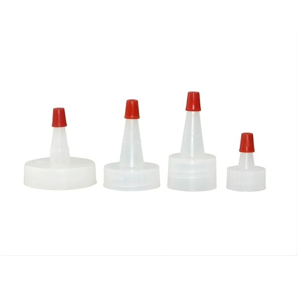 Qorpak 24-410 Natural Unlined LDPE Yorker Cap with Regular Red Tip, 030" Orifice, 1800/Cs CAP-00503