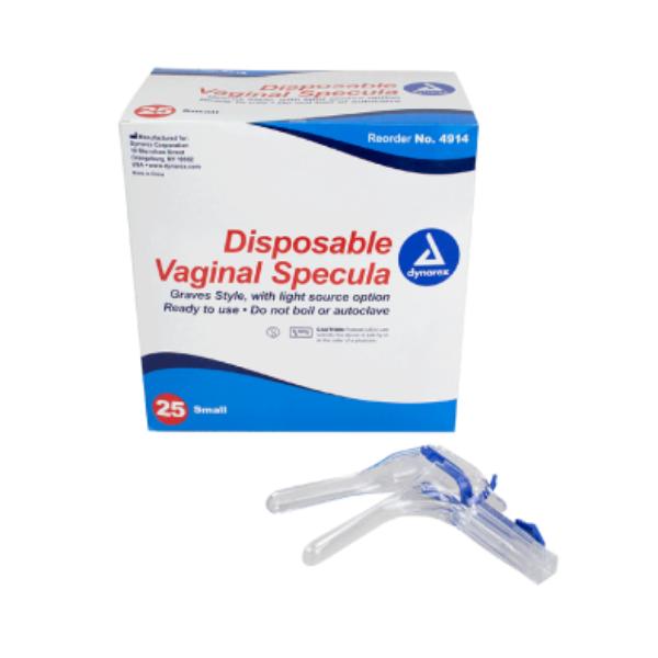 Dynarex Vaginal Specula Disposable w/ Light Option, Small, 4/25/cs 4914