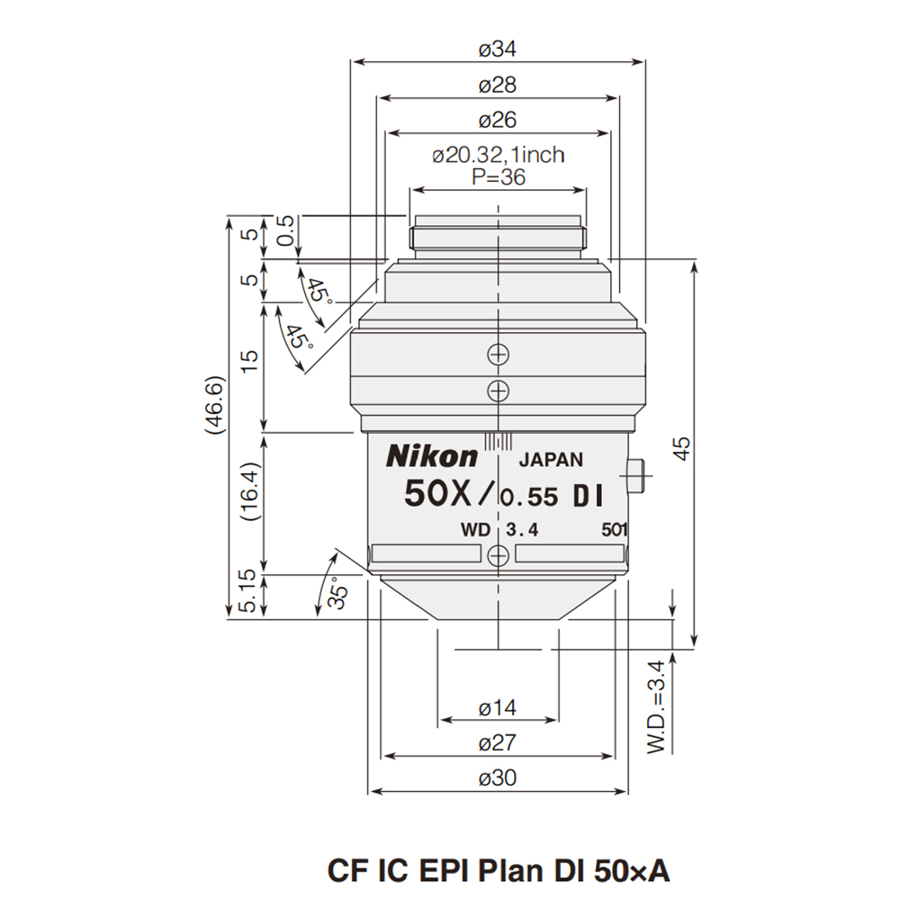 Nikon DI 50x A Plan Objective