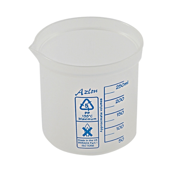 Dynalon 250 mL Azlon Square Ratio Beakers, PP/PMP 522085-0250