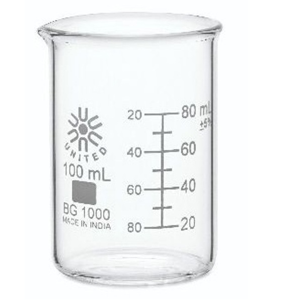 United Scientific 100 ml Beakers, Low Form, Borosilicate Glass BG1000 ...