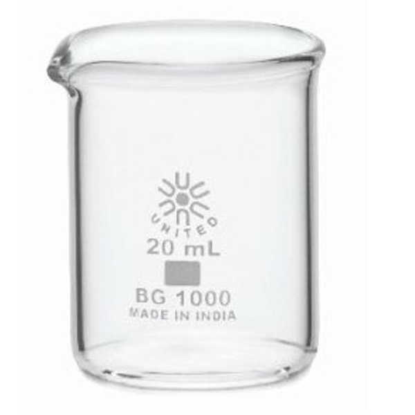 United Scientific 20 ml Beakers, Low Form, Borosilicate Glass BG1000-20 ...