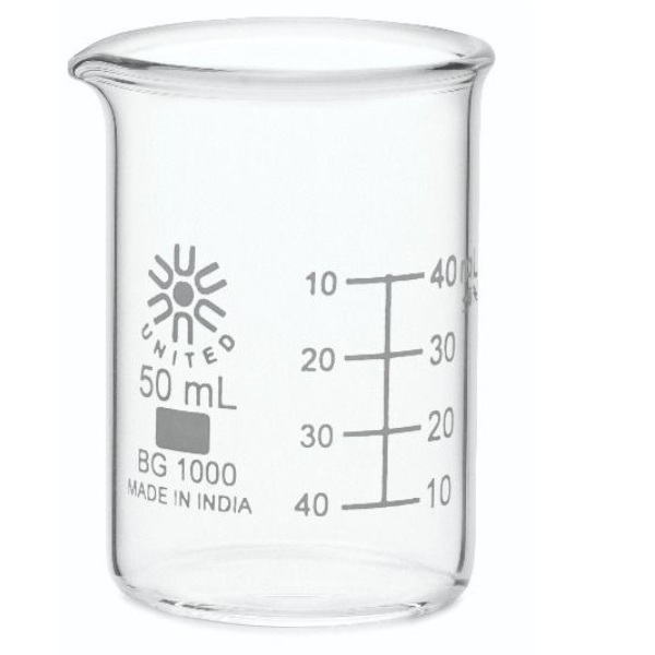 United Scientific 50 ml Beakers, Low Form, Borosilicate Glass BG1000-50 ...