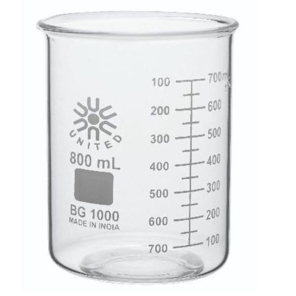 United Scientific 800 ml Beakers, Low Form, Borosilicate Glass BG1000 ...