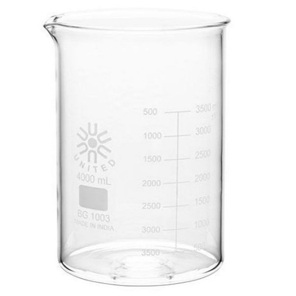 United Scientific 4000 ml Beakers, Low Form, Heavy Duty BG1003-4000-CASE