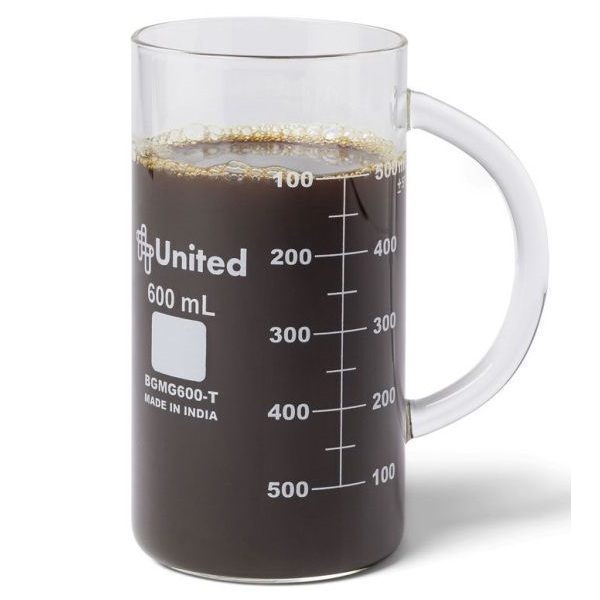 United Scientific 600 ml Beaker Mugs, Tall Form, Borosilicate Glass ...