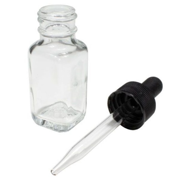 United Scientific 0.5 oz Bottles with Dropper, Square, Flint Glass, PK ...