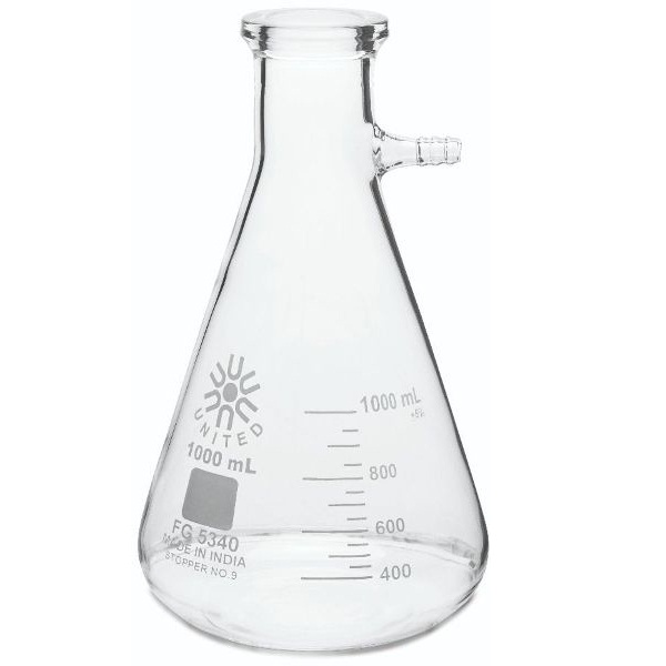United Scientific 1000 ml Filtering Flasks, Borosilicate Glass FG5340-1000