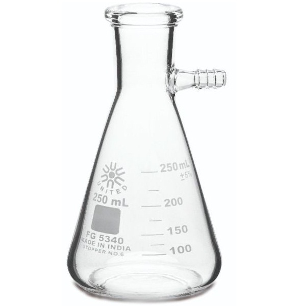 United Scientific 250 ml Filtering Flasks, Borosilicate Glass FG5340-250