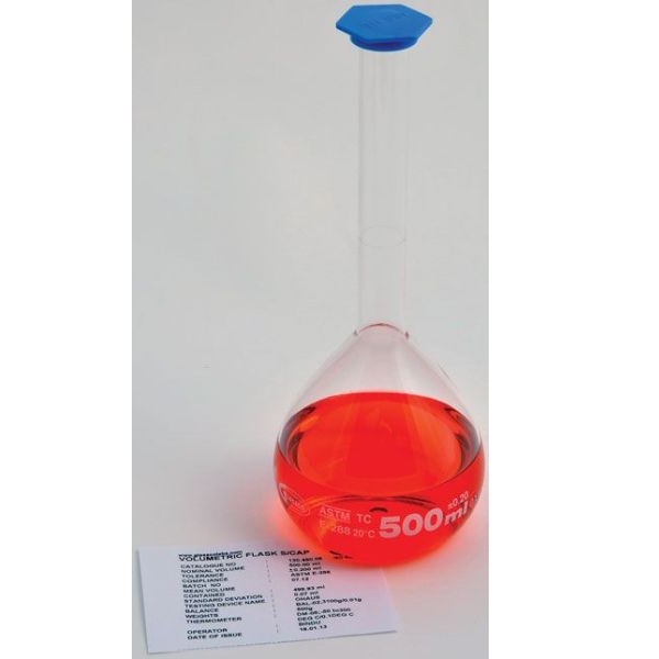 United Scientific 500 ml Volumetric Flasks, Class A, with Snap Cap ...