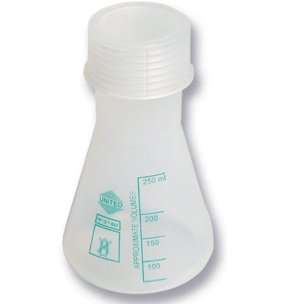 United Scientific 250 ml Erlenmeyer Flasks, Wide Mouth, PP FP0250