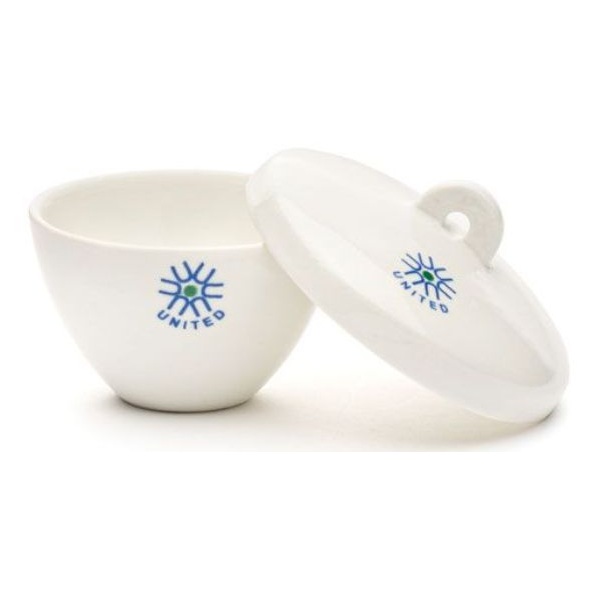 United Scientific 30 ml Crucibles, Wide Form with Cover, Porcelain ...