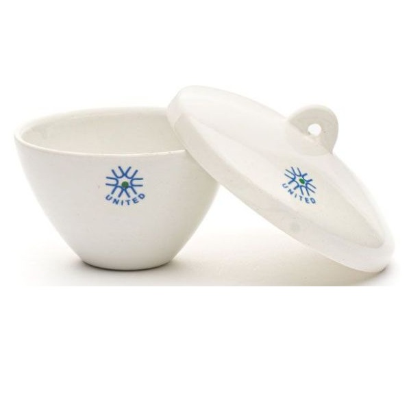 United Scientific 50 ml Crucibles, Wide Form with Cover, Porcelain ...