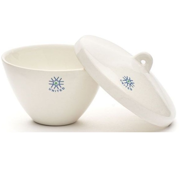 United Scientific 100 ml Crucibles, Wide Form with Cover, Porcelain ...