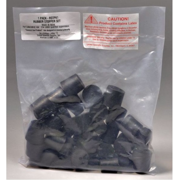 United Scientific Rubber Stopper Assortment, 2-Hole Sizes, #2 To #8 RSTPK4