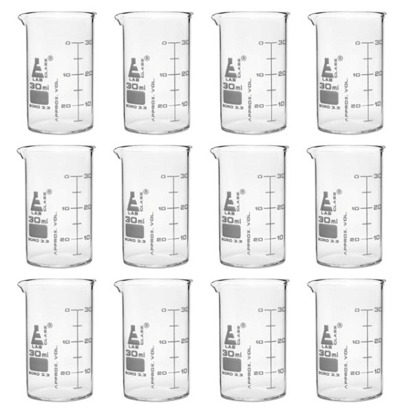 Eisco 30ml Beakers ASTM - Low Form, Dual Scale Graduations ...