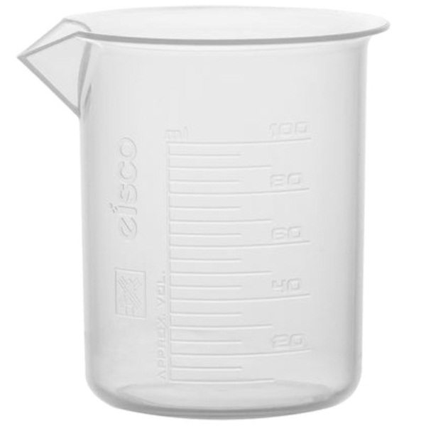 Eisco 100ml Plastic Beaker Polypropylene - Raised Graduations CH0137B