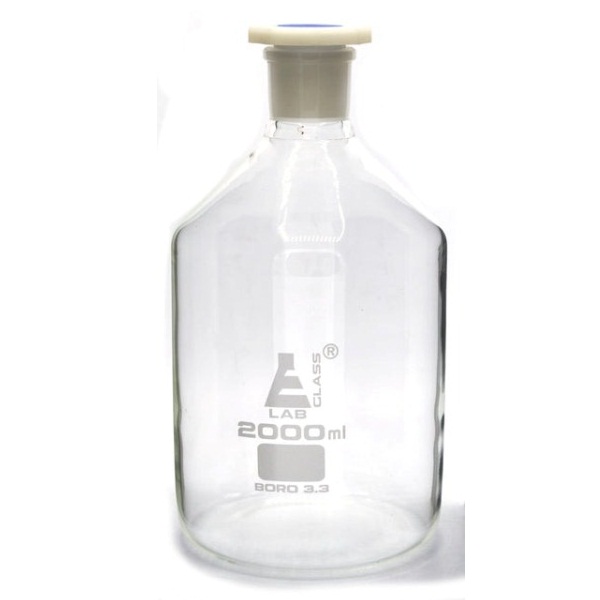 Eisco 2000mL (67.6oz) Glass Reagent Bottle with Acid Proof Borosilicate ...