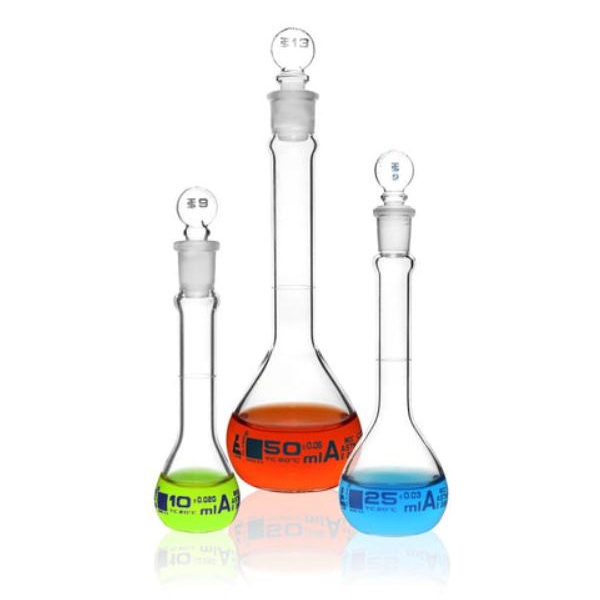 Eisco 10ml, 25ml & 50ml Safety Pack Volumetric Flask Set ASTM ...