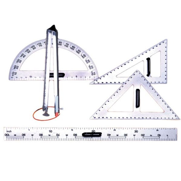 United Scientific 180° Chalkboard Drawing Instruments Set, Protractor ...