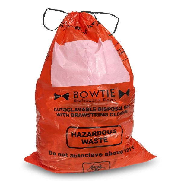 Mtc Bio 25 x 35" BowTie Biohazard Drawstring, Red Autoclave Bags PK/100 ...