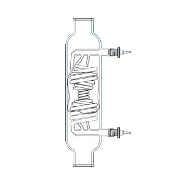 Ace Glass Condenser, Triple Coil, 2In Beaded Pipe Top And Bottom Joints ...