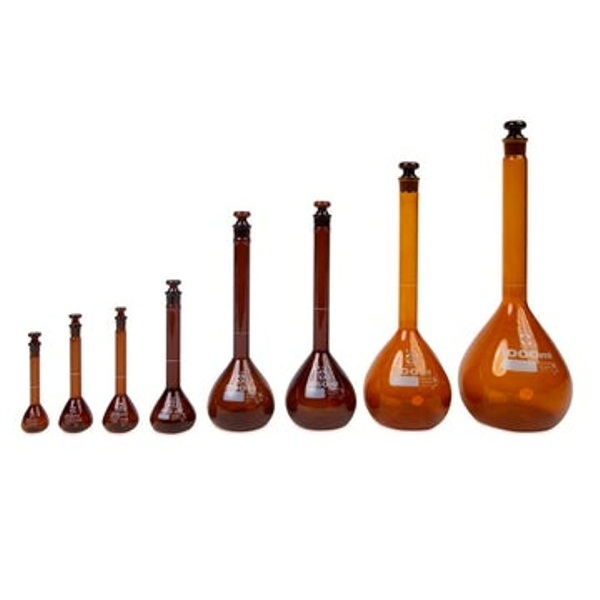 Veegee Scientific 1000mL Sibata Volumetric Flasks, Glass Stopper, Amber ...