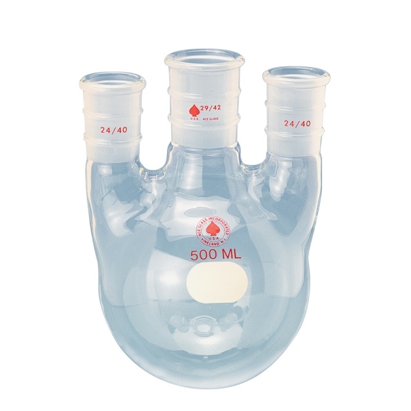 Ace Glass Flask, Round Bottom, Heavy Wall, Three Neck, 3L, 29/42 Center ...