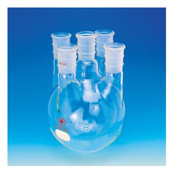 Ace Glass Flask, Round Bottom, Heavy Wall, Five Neck, 2L, 24/40 Center ...