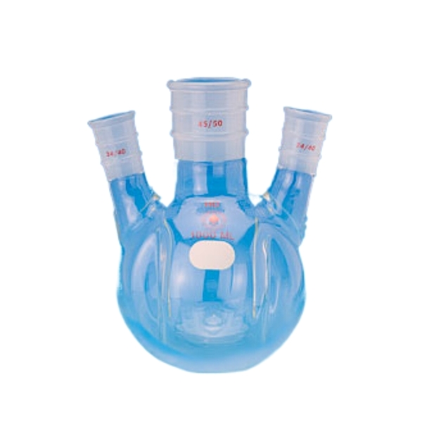 Ace Glass Flask, Round Bottom, Heavy Wall, Indented Morton Type, Three ...