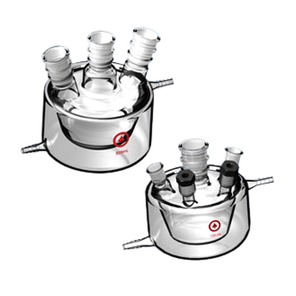 Ace Glass European Flask, Jacketed, 125ml, 3 Neck, 14/20 Center, (2) 14 ...