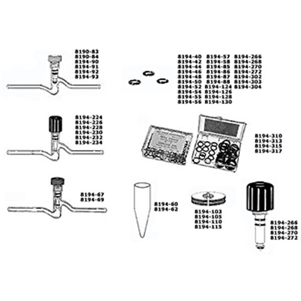 Ace Glass 0-5mm And 0-8mm Stopcock Replacement O-Ring Set, Buna-N 8194-42