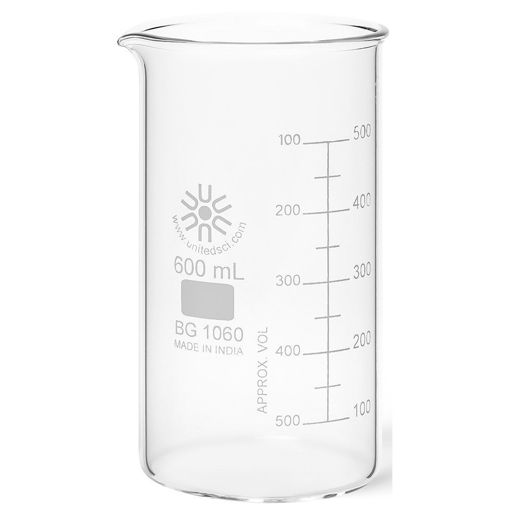 United Scientific 600 ml Beakers, Berzelius, Tall Form, Borosilicate ...