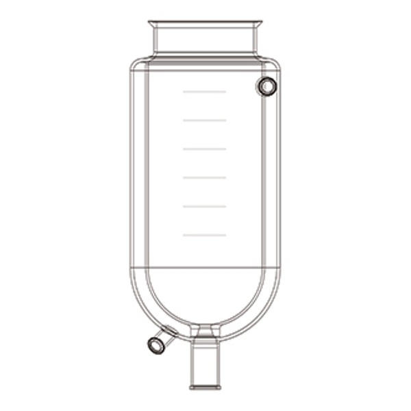 Ace Glass 10L Cylindrical Jacketed Flask, 200mm Flange, 1In Beaded Pipe ...