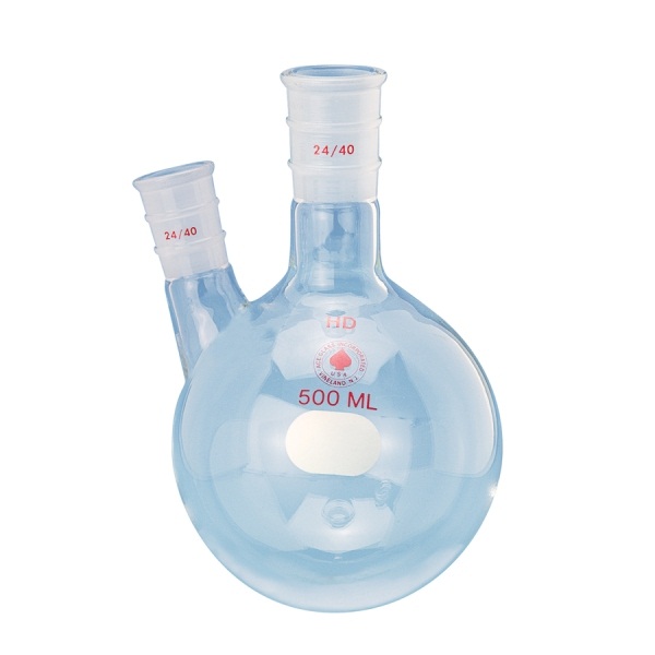 Ace Glass Flask, Round, Heavy Duty, 250ml, 14/20 Center, 14/20 Side ...
