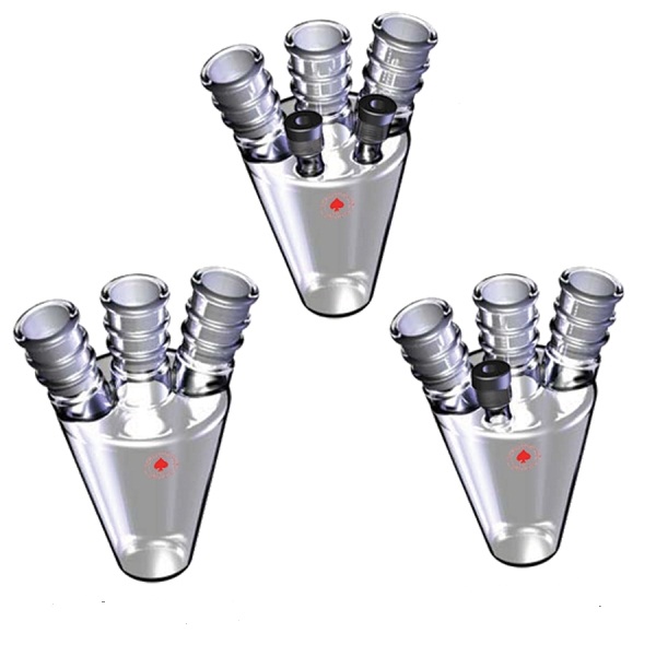 Ace Glass Tapered Flask, 125ml, 5 Neck, 14/20 Center, (2) 14/20, (2) #7 ...