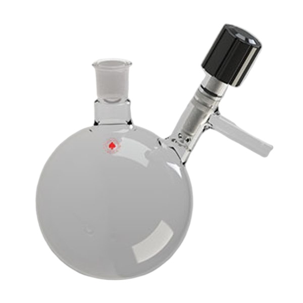Ace Glass Flask, Round Bottom, 500ml, 24/40, 0-4mm Hi-Vac Valve Sidearm ...
