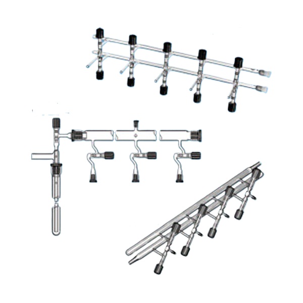 Ace Glass Double Tube Manifold With Three 0-4mm High Vacuum, Easy ...