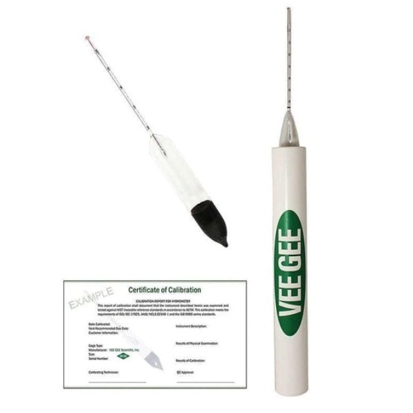 Veegee Scientific 0 to 20, Alcohol Hydrometers With NIST Certificate ...
