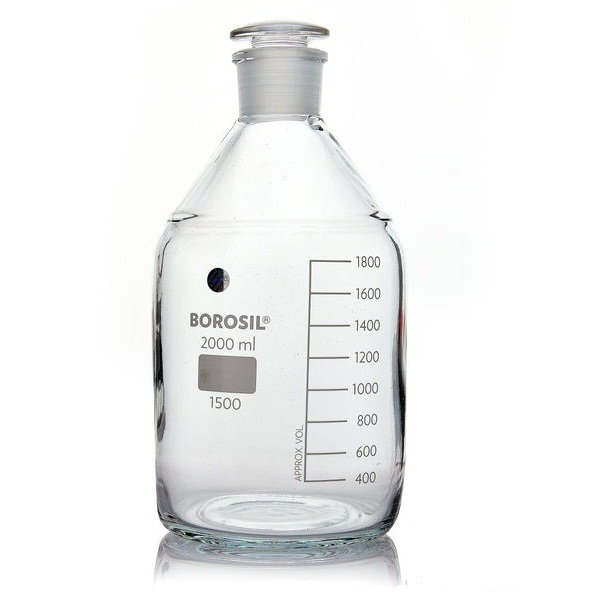 Foxx Life Sciences Borosil Clear Reagent Bottles with Stoppers - 2L ...