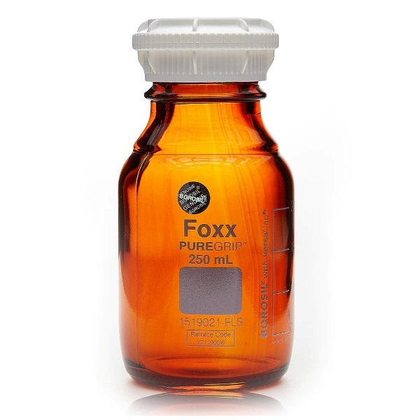 Foxx Life Sciences Puregrip Bottles, Reagent, Amber Graduated, 250mL ...