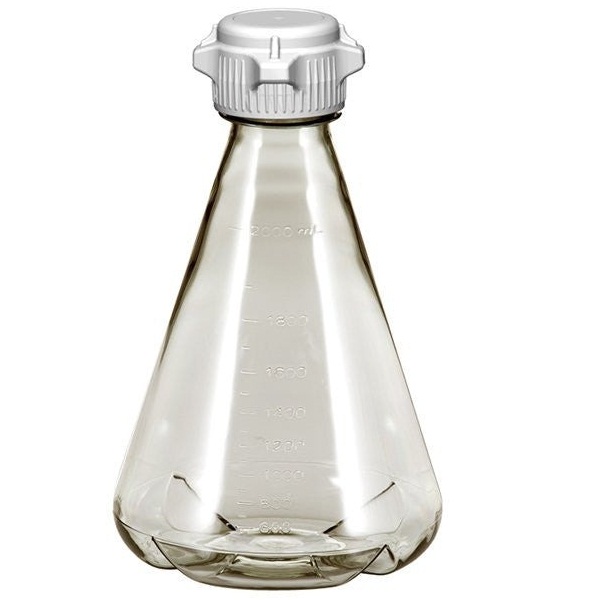 Foxx Life Sciences 2L Ezclear Baffled Erlenmeyer Flask w/ 53B, Sterile ...