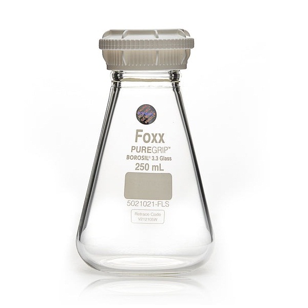 Foxx Life Sciences PUREGRIP Erlenmeyer/Conical Flasks with GL45 Screw ...