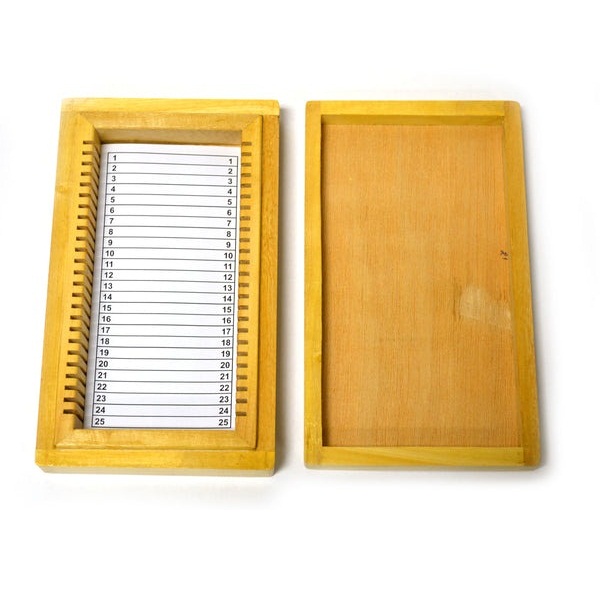 Eisco 25 Slot Wooden Storage Box for 25 x 75mm Slides BI0002CB
