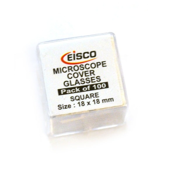 Eisco Slide Cover Slips, 100 pack - Square - Microscope Glass Covers 18 ...
